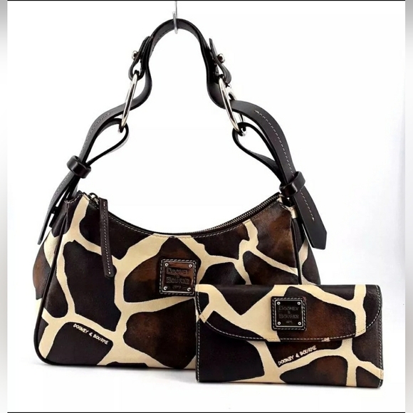 Dooney & Bourke | Bags | 2 Dooney Bourke Giraffe Print Leather Top Zip ...